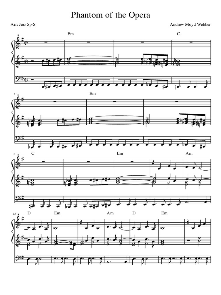 Phantom of The Opera - Organ | PDF