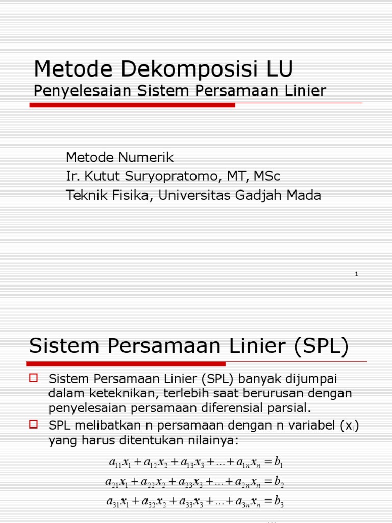 Metode Dekomposisi LU - Rev01 | PDF | Sains & Matematika