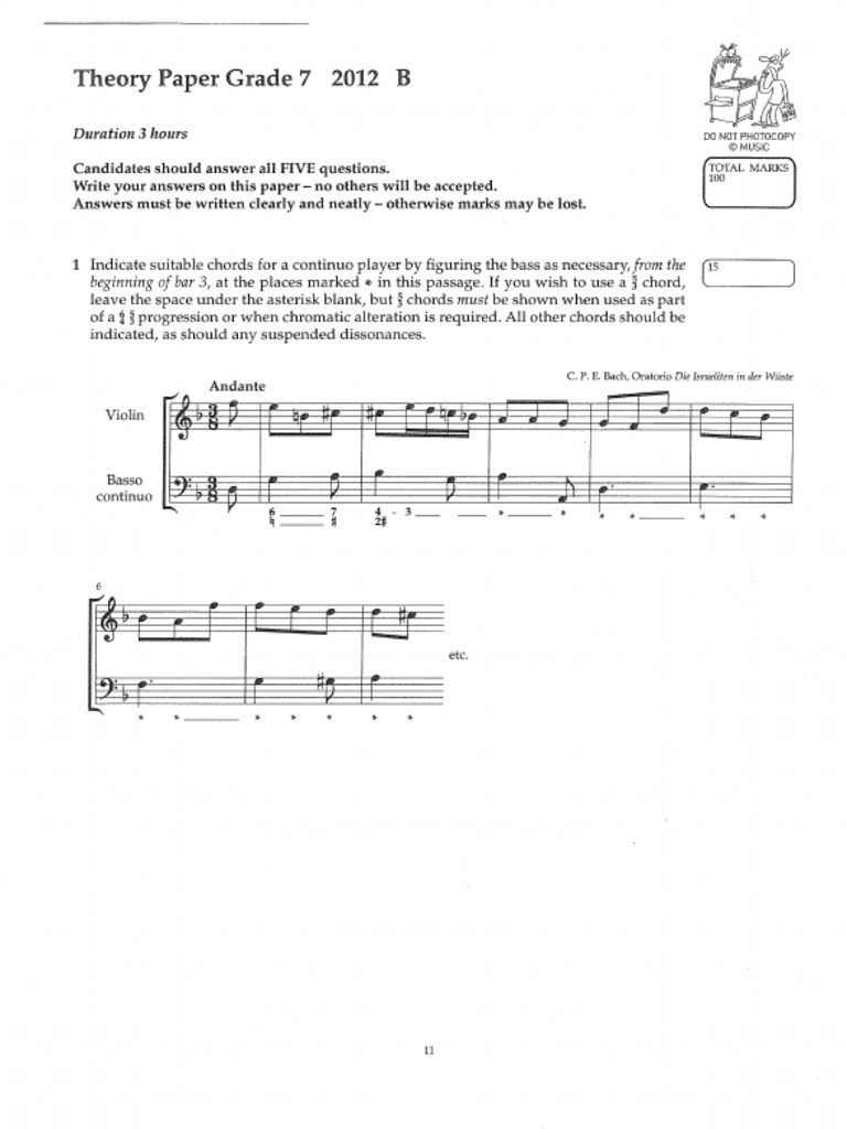Theory Paper Grade 7 B 2012 | PDF