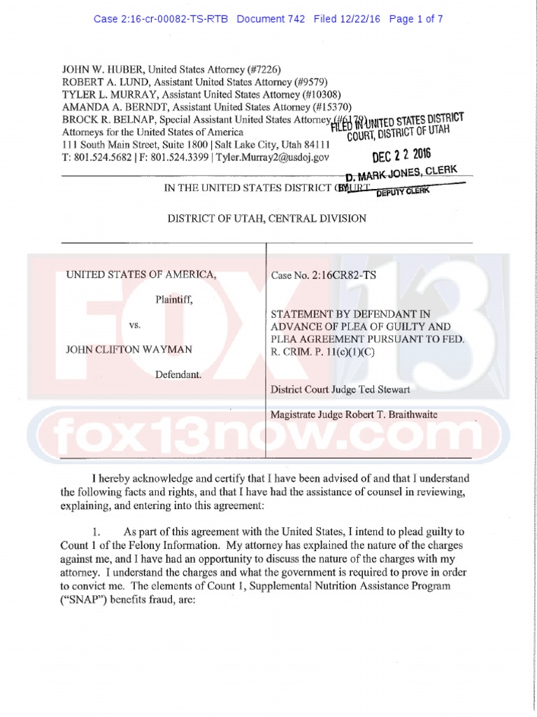 John Wayman Plea Deal | PDF | Law | Science & Mathematics