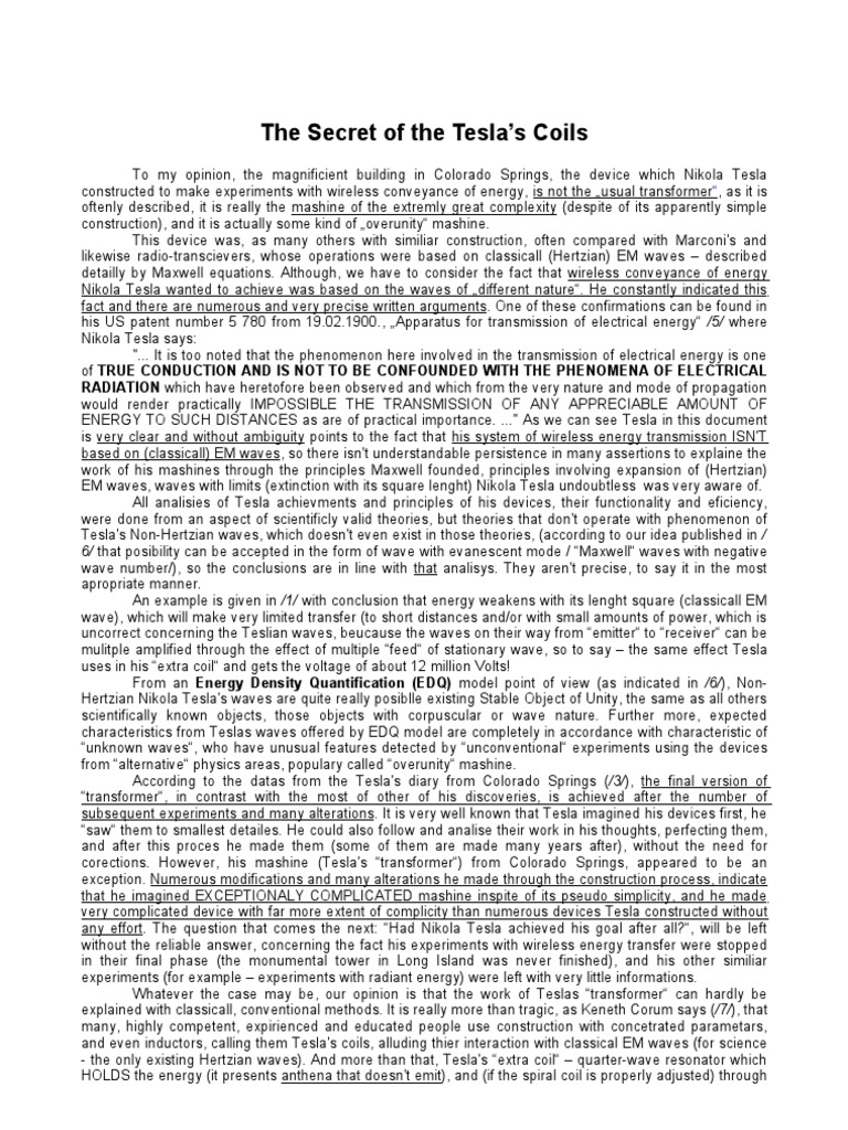 The Secret of Tesla's Coils | PDF | Nikola Tesla | Inductor