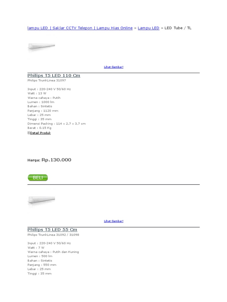Data Sheet Lampu LED | PDF