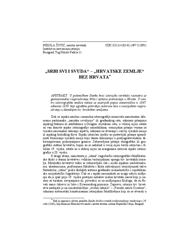 Nikola Zutic - SRBI SVI I SVUDA - HRVATSKE ZEMLJE BEZ HRVATA PDF | PDF