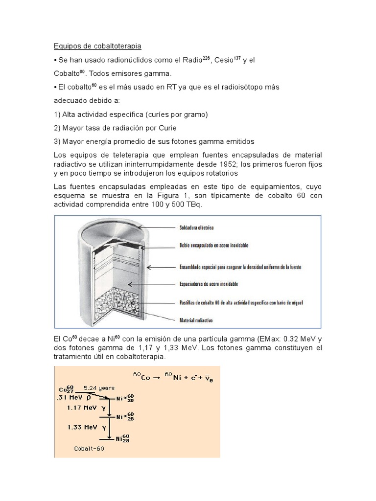 1 Equipos Cobaltoterapia | PDF | Rayo gamma | Desintegración radioactiva