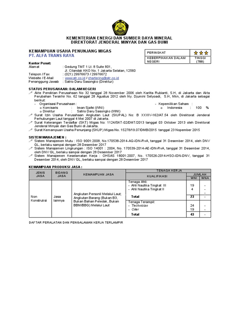 Alfa Trans Raya, PT2015 | PDF