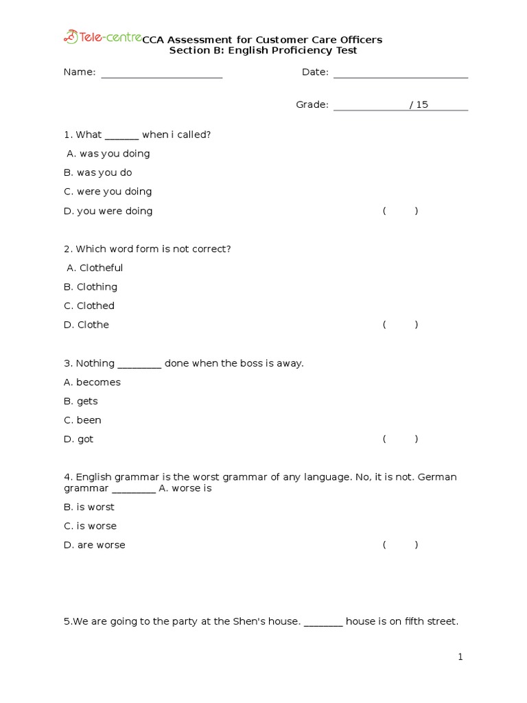 English Proficiency Test | PDF