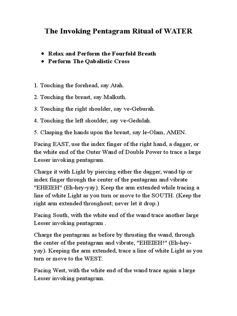 The Invoking Pentagram Ritual of WATER | PDF | Archangel | Religious ...