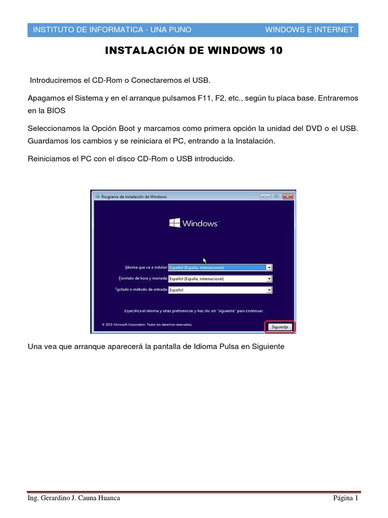 Manual de Instalación de Windows 10 | PDF | Windows 10 | Internet