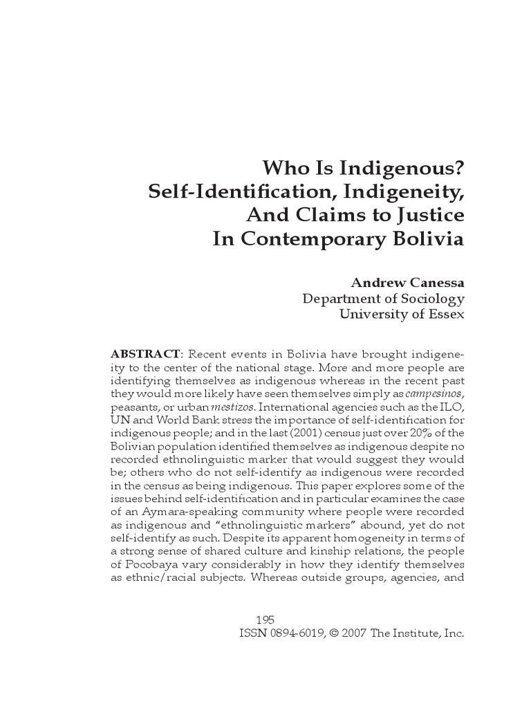 Who Is Indigenous Self-Identification in PDF | PDF