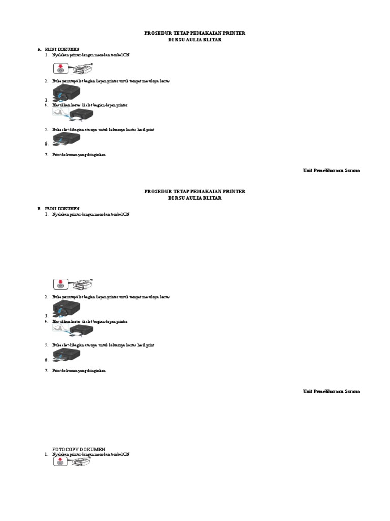 Sop Pemakaian Printer | PDF