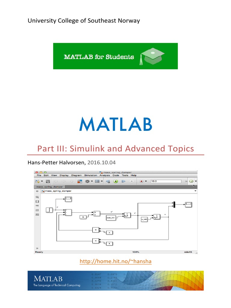 MATLAB Course - Part 3 PDF | Download Free PDF | Matlab | Simulation