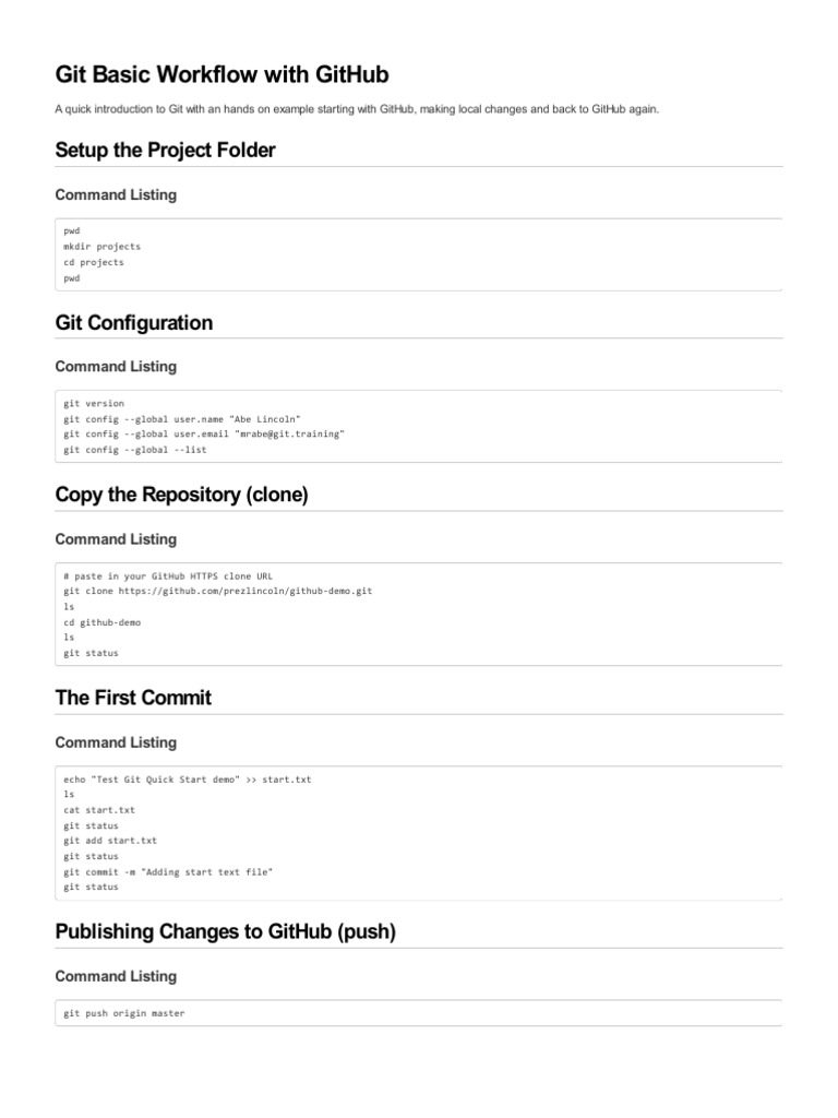 Git Basic Workflow With Github: Setup The Project Folder | PDF | Home & Garden | Technology ...