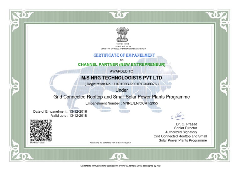 Mnre Certificate | PDF