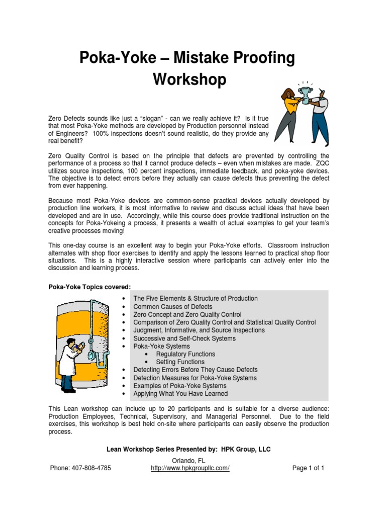 Poka-Yoke Workshop for Zero Defects | PDF