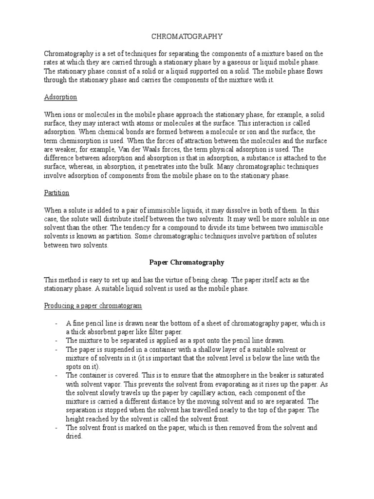 Chromatography | Download Free PDF | Chromatography | Thin Layer ...