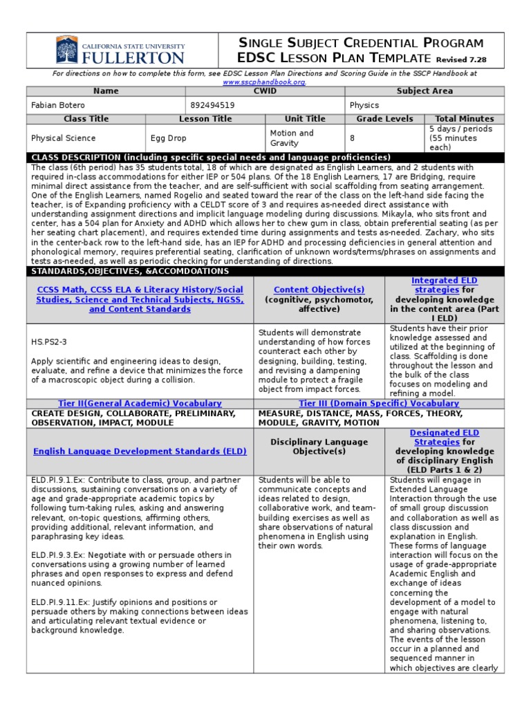 Fabian Botero New Lesson Plan 2 442c | PDF | Educational Assessment | Mass