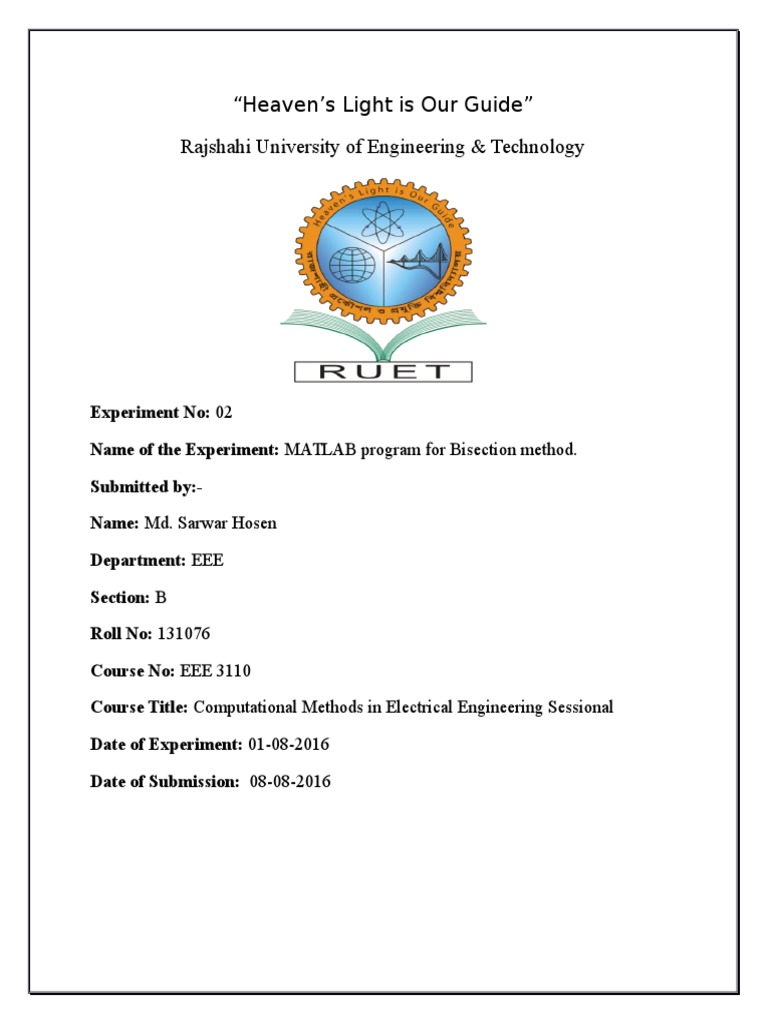 Bisection Method Lab Cover Pdf