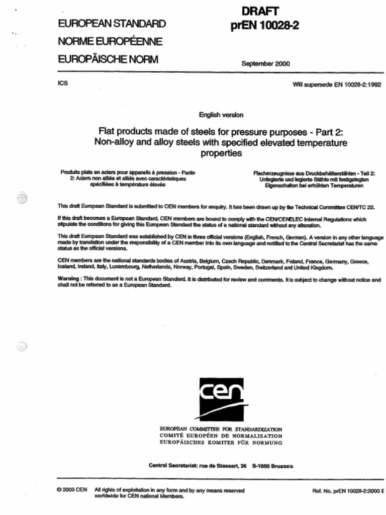 en 10028 2 2000 PDF | PDF