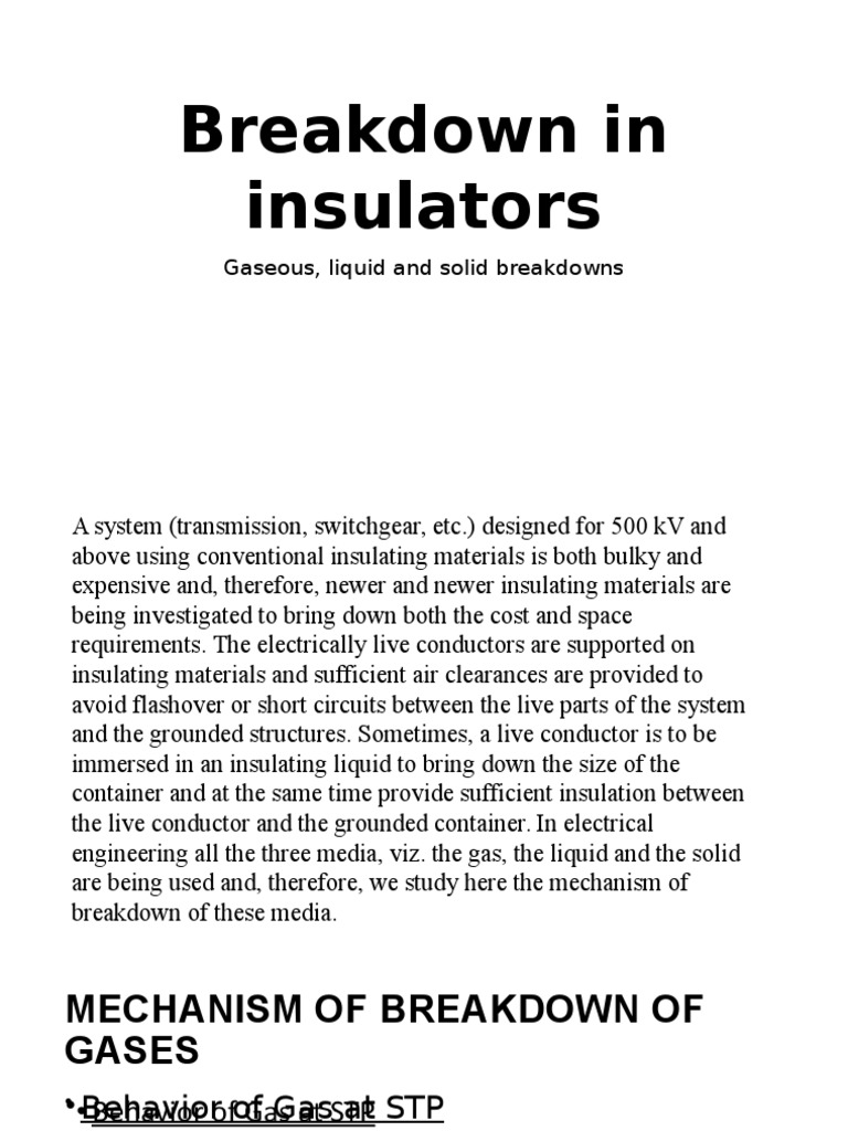 Breakdown in Insulators | PDF | Insulator (Electricity) | Ionization