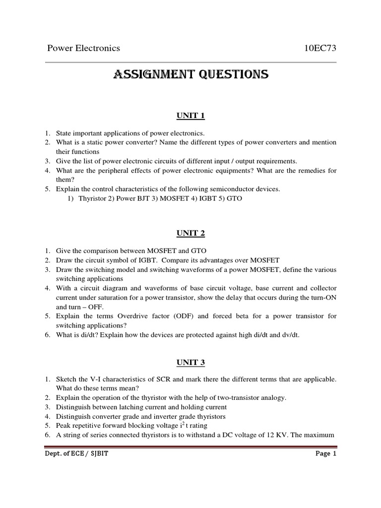 Ece-Vii-Power Electronics (10ec73) - Assignment PDF | PDF | Power ...