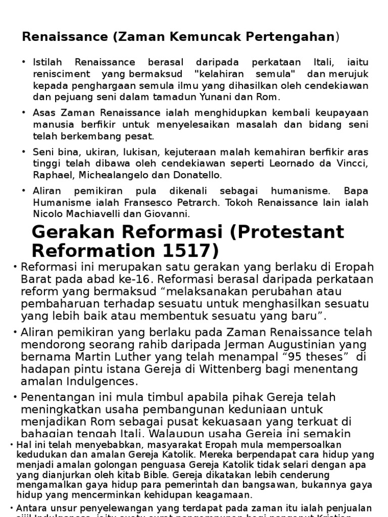 Renaissance (Zaman Kemuncak Pertengahan) | PDF