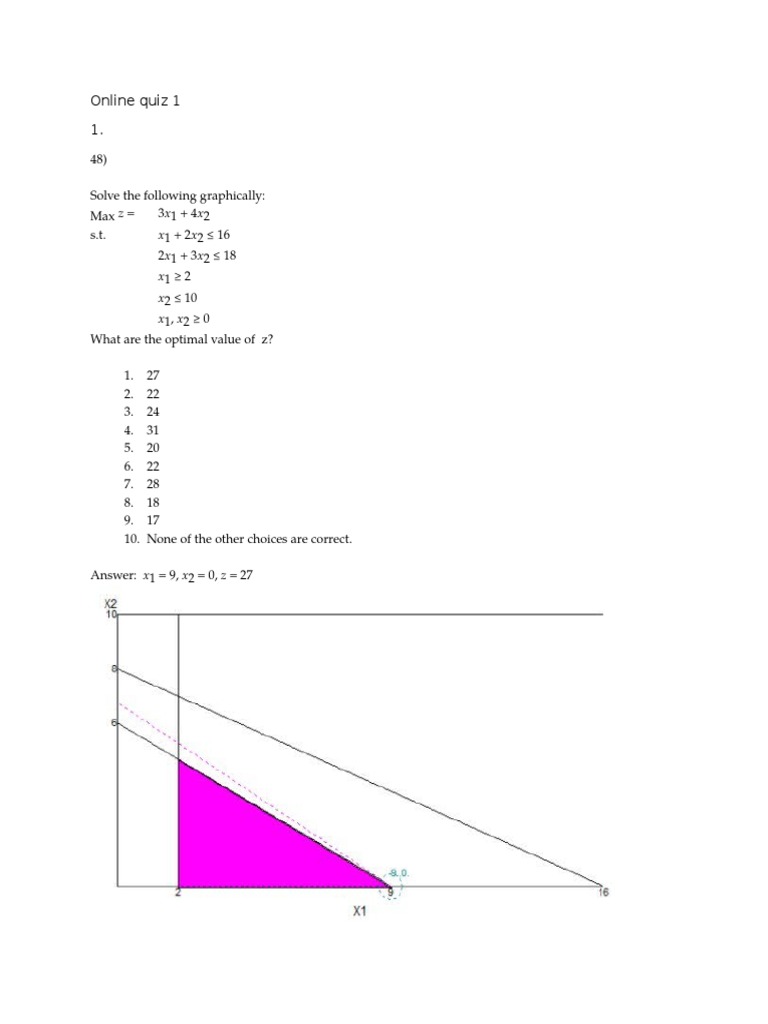 Online Quiz 1 | PDF | Linear Programming | Mathematical Optimization