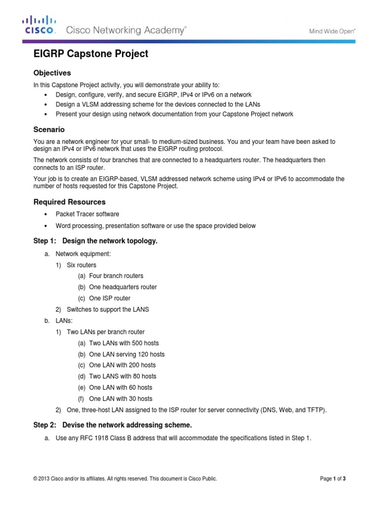 9.3.1.2 EIGRP Capstone Project Instructions PDF | PDF | I Pv6 | Computer Network