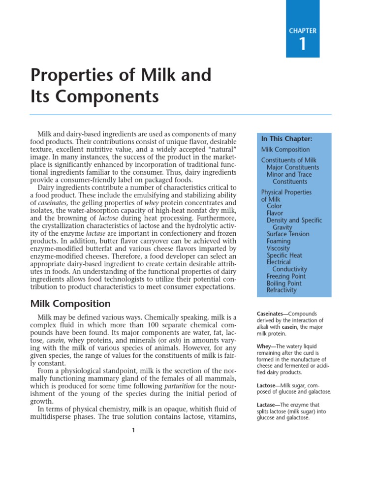 Lecture 2 Properties of Milk and Its Components | PDF | Milk | Melting ...