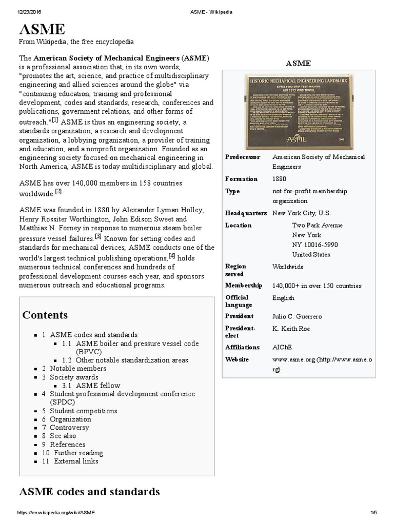 ASME - Wikipedia | Science And Technology | Engineering
