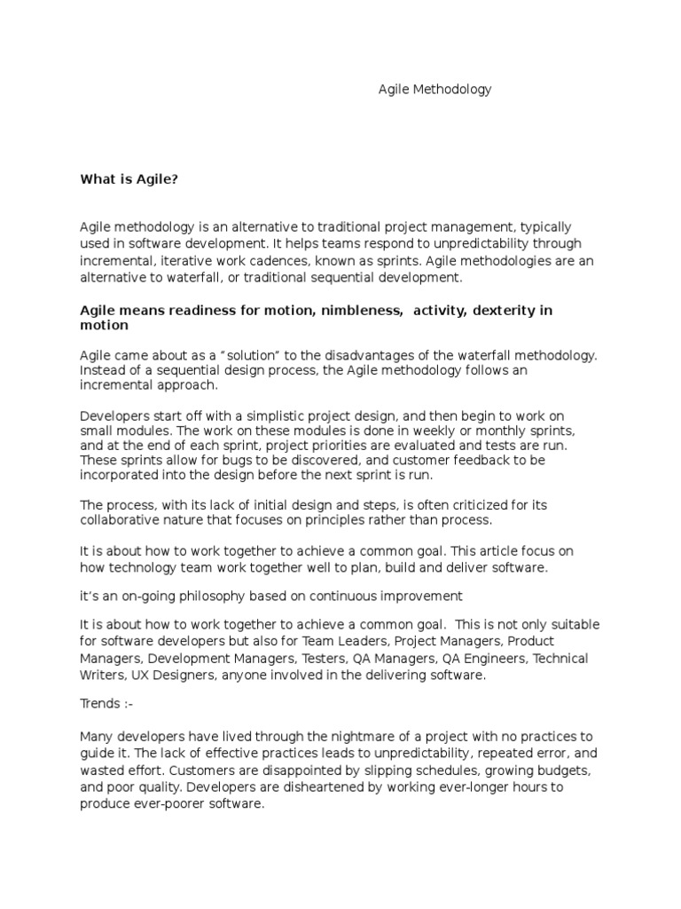 Agile Methodology | PDF | Agile Software Development | Software ...