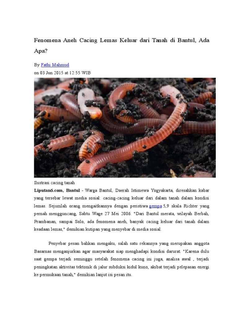 Cacing Tanah | PDF | Sains & Matematika