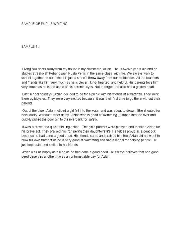 Sample of Narrative Essay Upsr Sect C Paper 2 | PDF