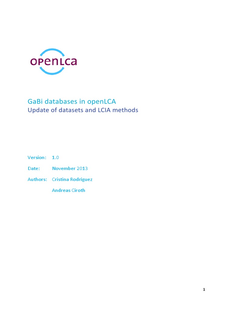 GaBi Databases Update for openLCA | PDF | Life Cycle Assessment | Software