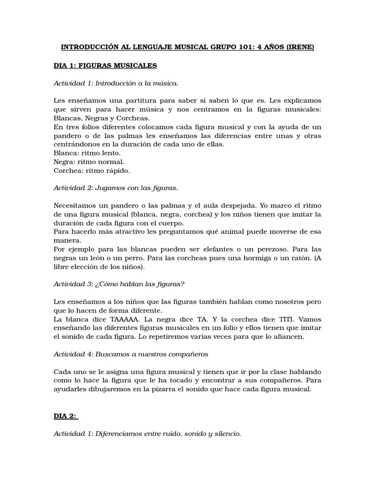 Introducción Al Lenguaje Musical Actividades | PDF | Ritmo | Sonido Introducción Al Lenguaje Musical Actividades | PDF | Ritmo | Sonido