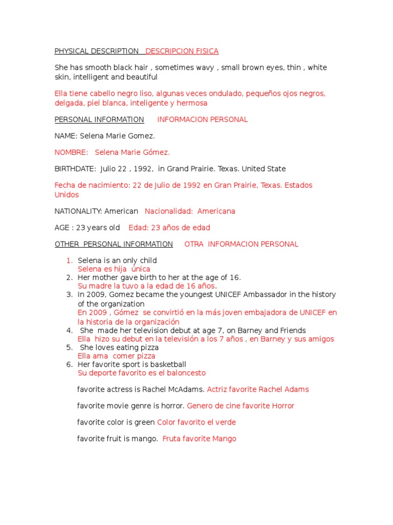 Physical Description Descripcion Fisica | PDF | Ocio