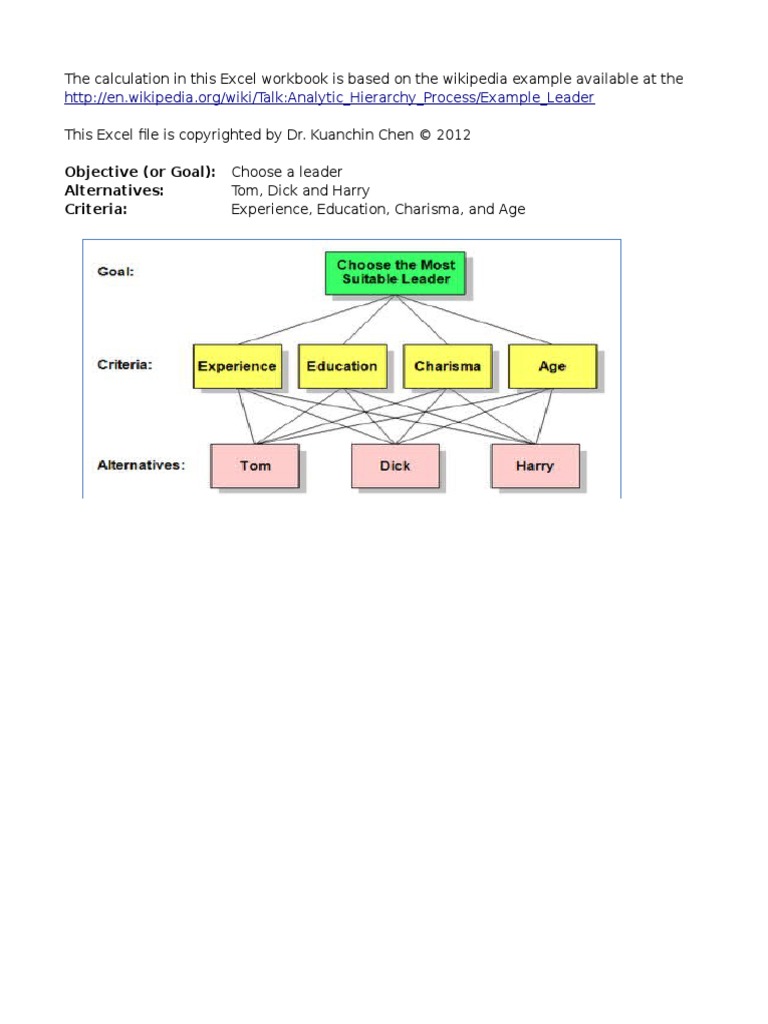 How To Do AHP Analysis in Excel | PDF | Matrix (Mathematics ...