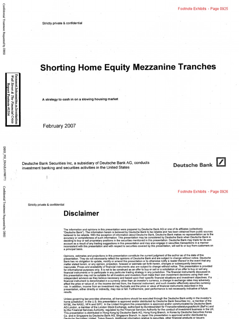 Shorting Home Equity Mezzanine Tranches | PDF | Collateralized Debt ...