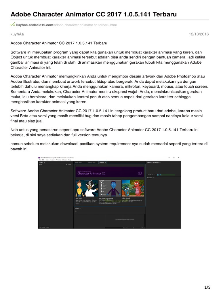 Adobe Character Animator CC 2017 105141 Terbaru | PDF