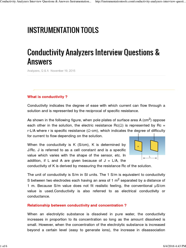 Conductivity Analyzers Interview Questions & Answers Instrumentation ... Conductivity Analyzers Interview Questions & Answers Instrumentation ...
