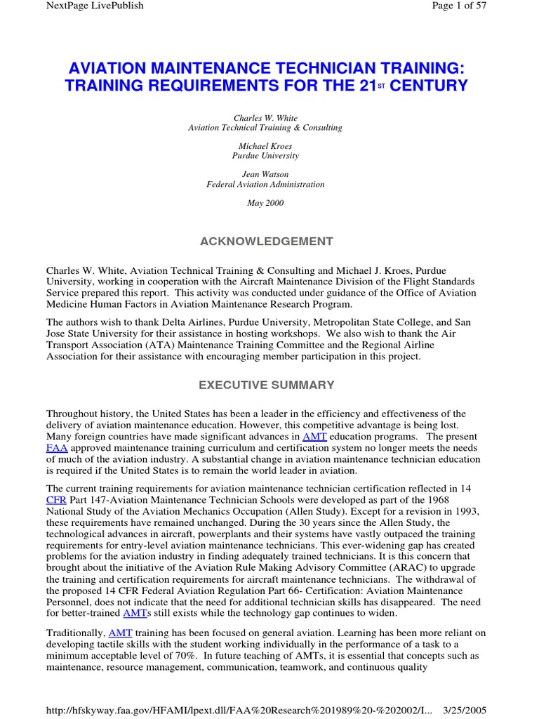 FAA Aviation Maintenance Technician Training Training Requirements For ...