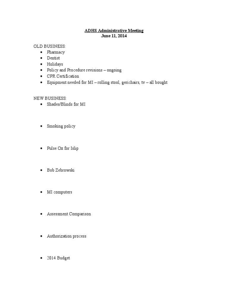 ADHS Administrative Meeting | PDF