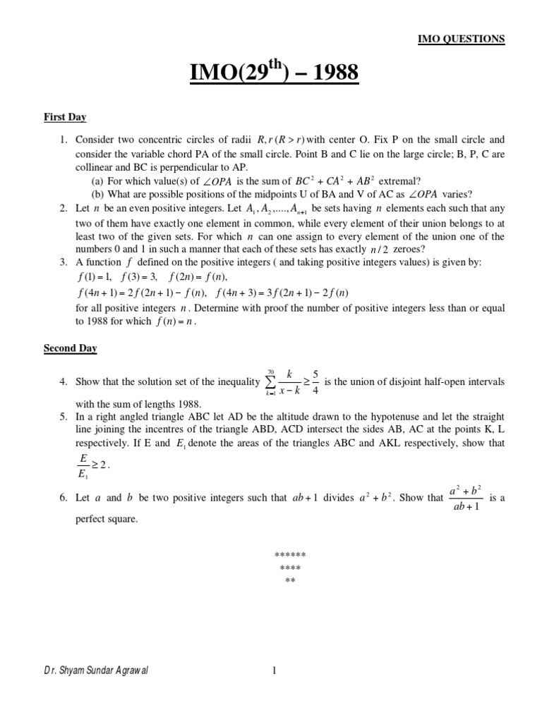 Imo Questions: OPA OPA | PDF