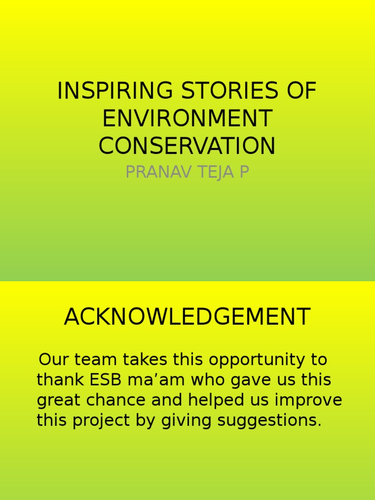 Inspiring Stories of Environment Conservation | PDF | Natural Resource ...