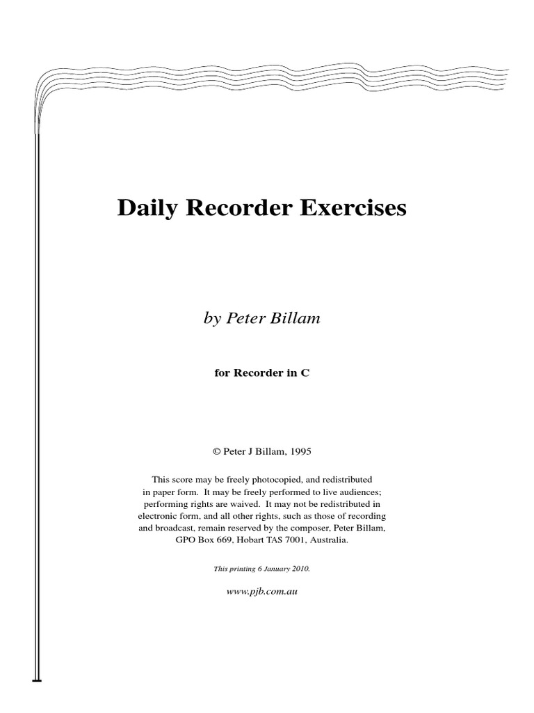 Daily Recorder Exercises: by Peter Billam | PDF
