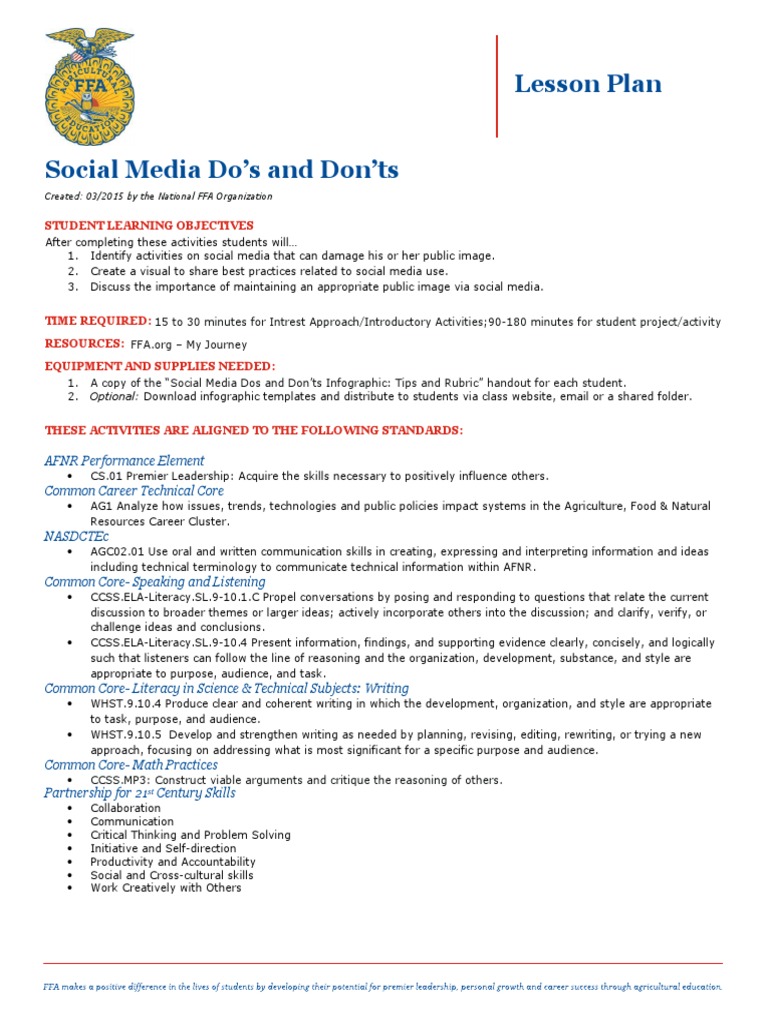 Social Media Dos and Don'ts for Students | PDF | Infographics | Social ...
