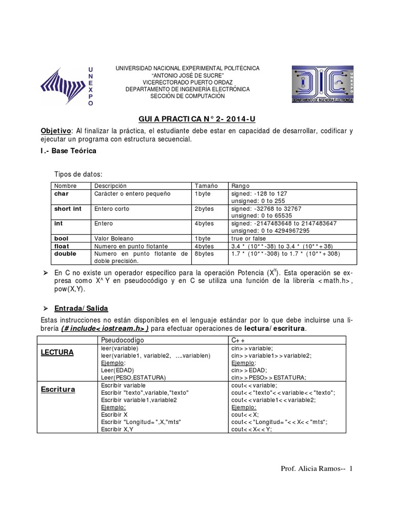 GUIA Practica 2-Codificación de Algoritmos Secuenciales | PDF ...
