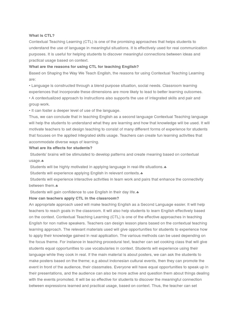 What Is CTL | PDF | Learning | Teachers