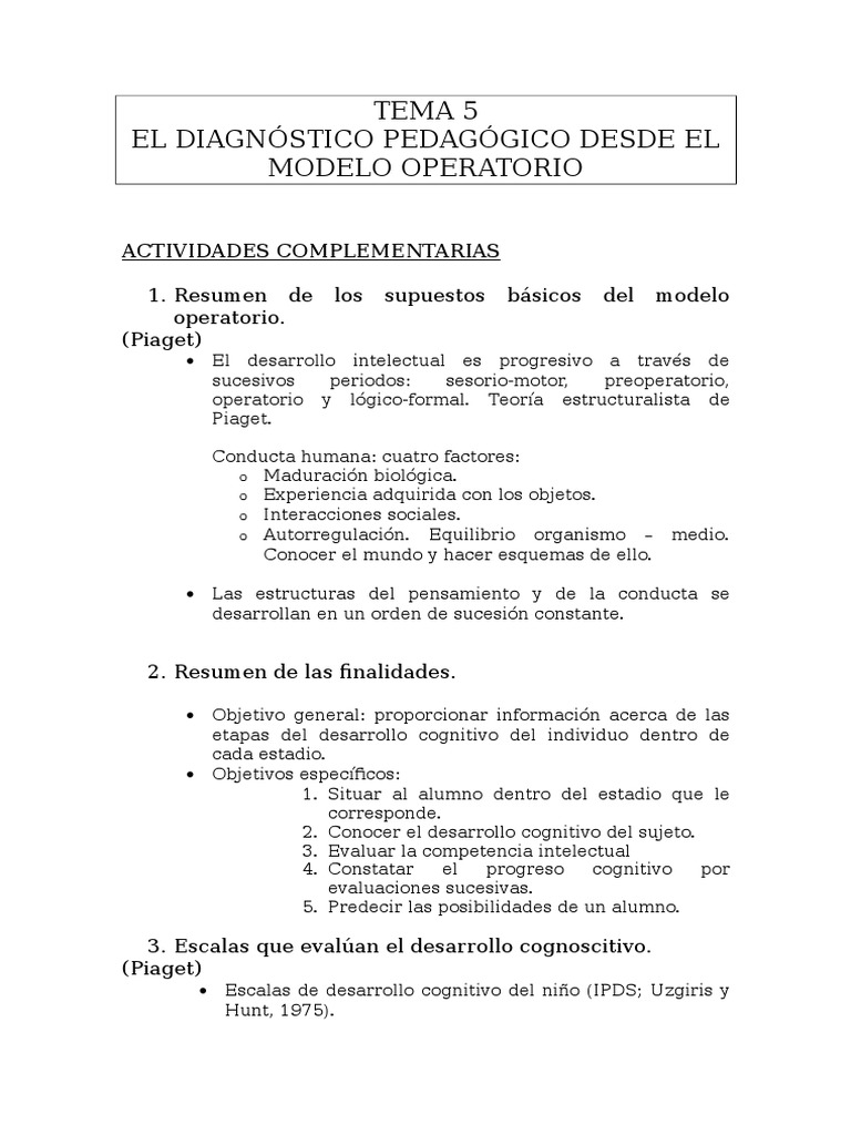 Actividades Complementarias Del Tema 5 | PDF | Desarrollo cognitivo | Aprendizaje