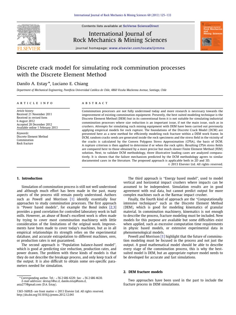 Discrete Crack Model For Simulating Rock Comminution Processes With The Discrete Element Model ...