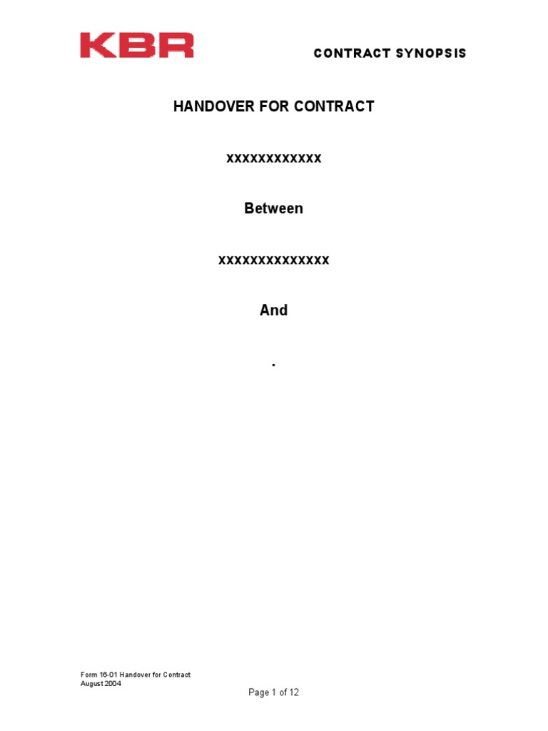 16 01 Contract Handover Form | Download Free PDF | Insurance | Economies